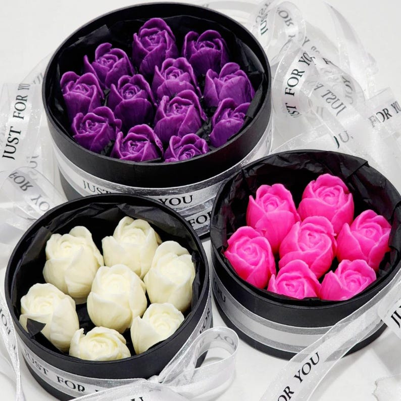 Tulip Soap Set — 7/12 Pieces Handcrafted Tulip Soaps in Gift Box — Spa ...