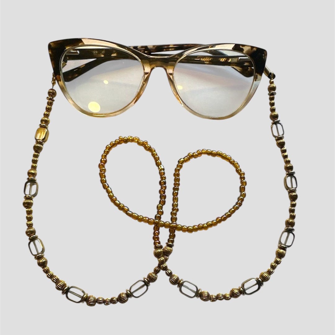 Handmade Beaded Gold Eye Glass Chain Repurposed Jewelry - Etsy