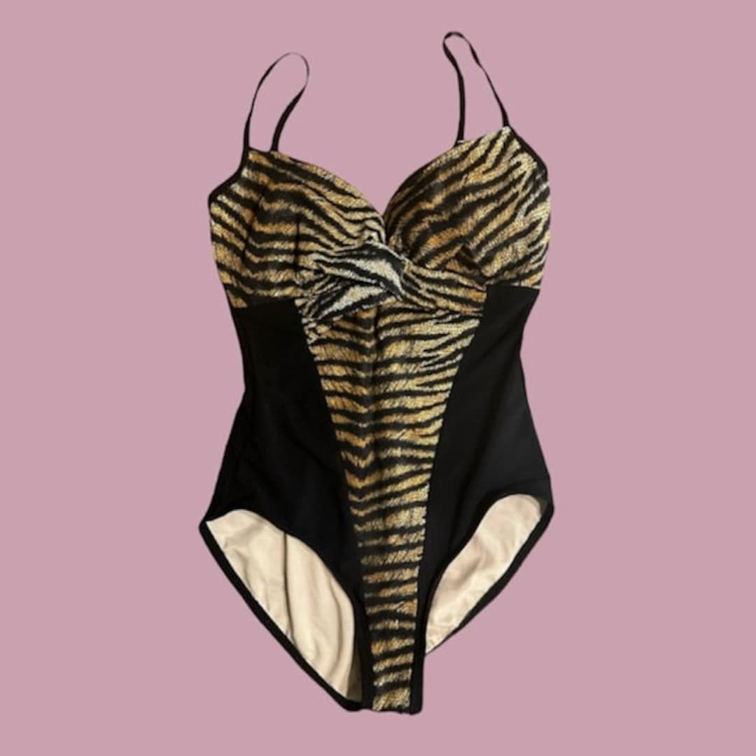 Vintage Carol Wior Tiger Print Swimsuit 80s Animal Print Retro One ...