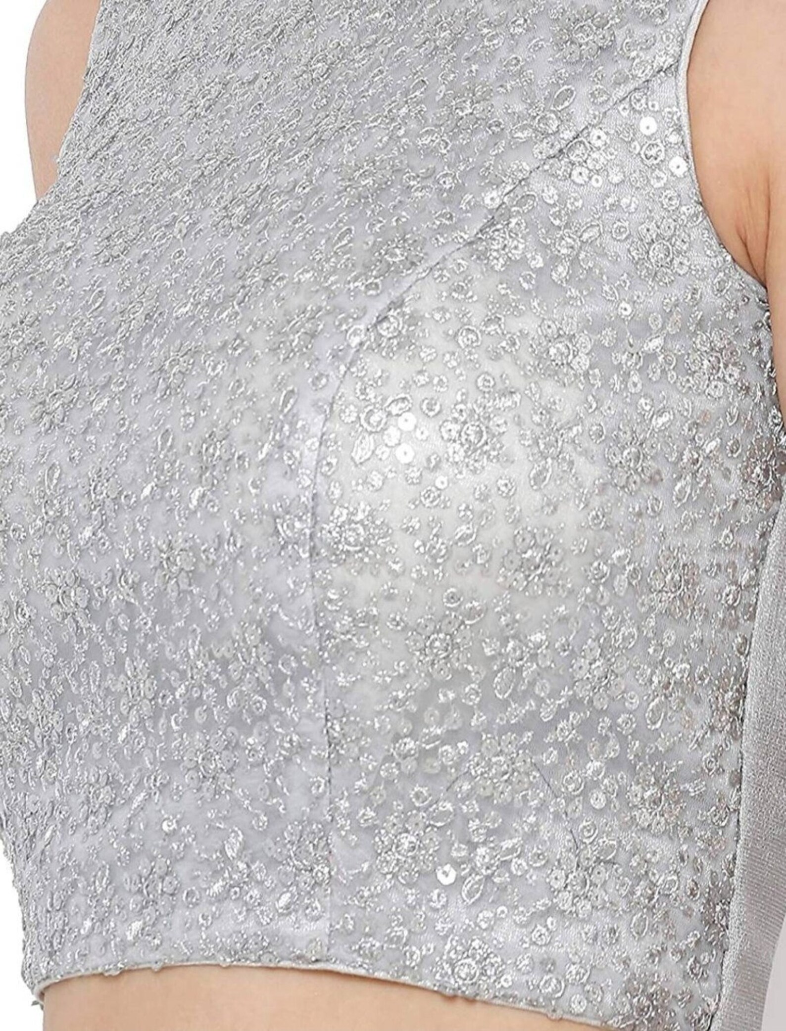 Read to Wear Silver Net Sequin Sleeveless Blouse, Beautiful Wedding ...