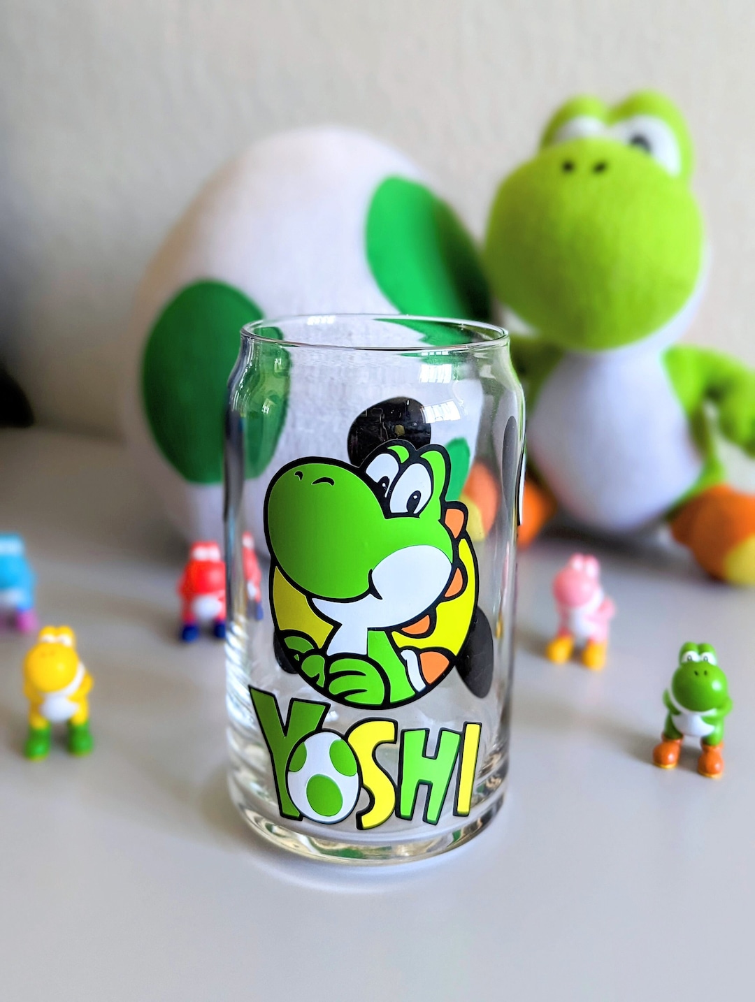 Yoshi Glass Cup// Yoshi Egg Glass Cup// Super Mario Inspired Glass Cup ...