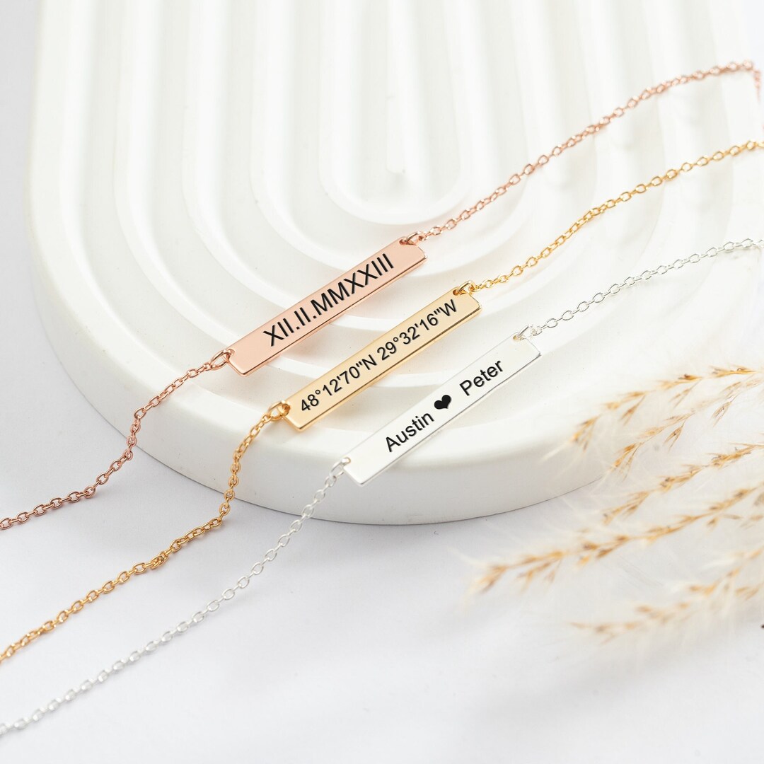 Personalized Handmade Gifts Necklace,rose Gold Bar Name Necklace ...