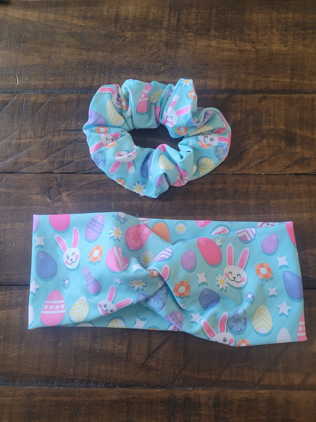 Mix and Match Scrunchie and Headband, Easter Bunny Print Scrunchie, Easter Hair Tie. - Etsy