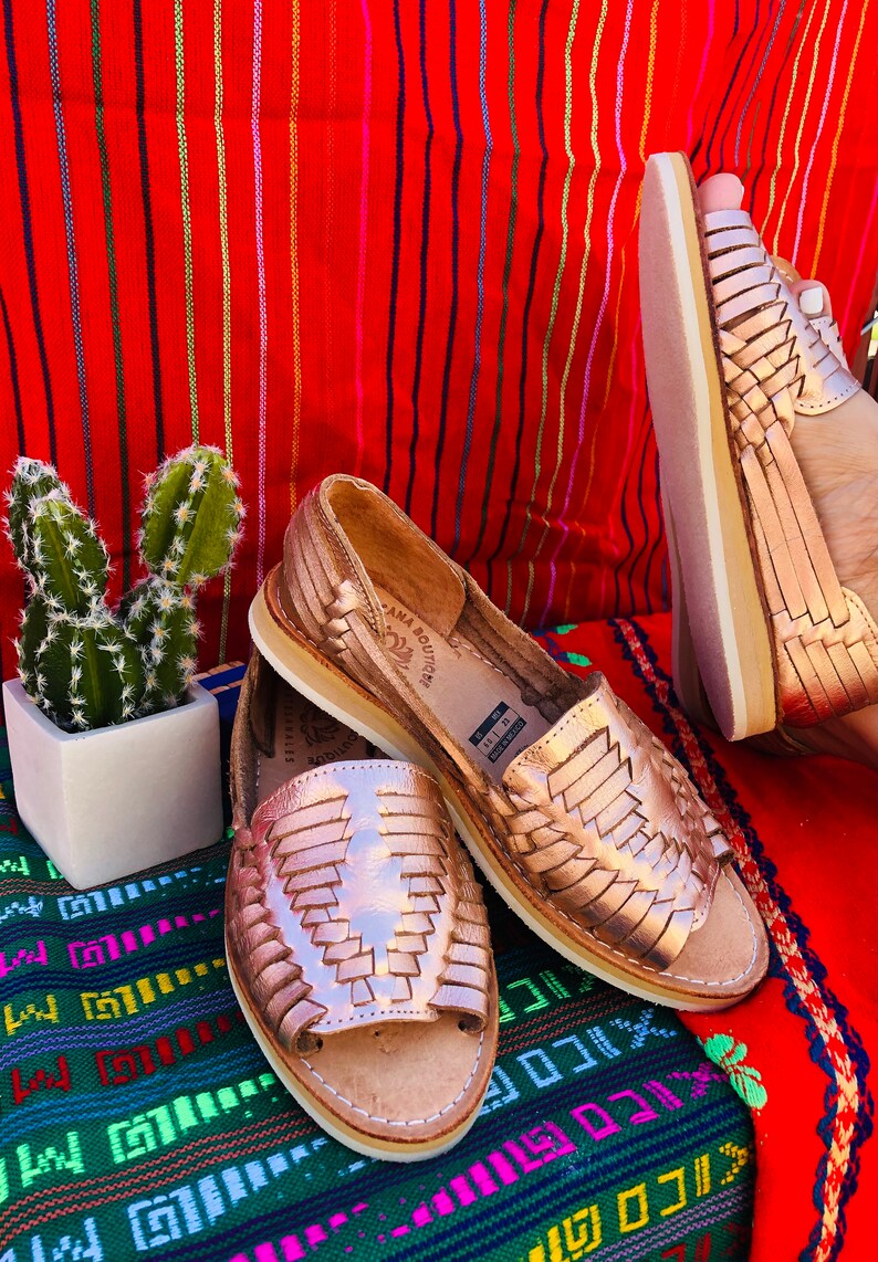 Rose Gold / Open Toe / Huaraches Artesanales / Hand Made Mexican ...