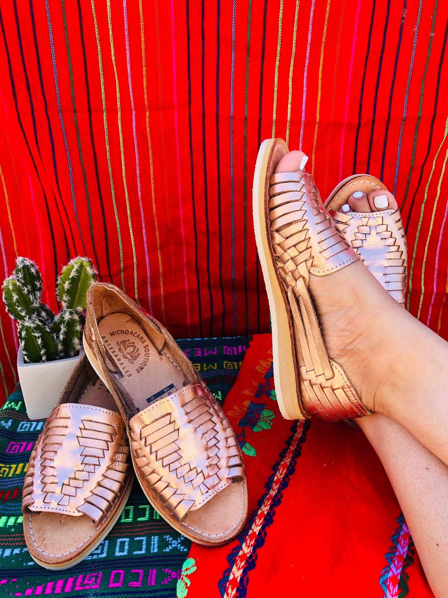 Rose Gold / Open Toe / Huaraches Artesanales / Hand Made Mexican ...