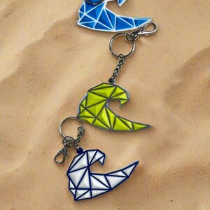 Personalized Geometric Wave Keyring – Custom Color Keychain, Unique Bag ...