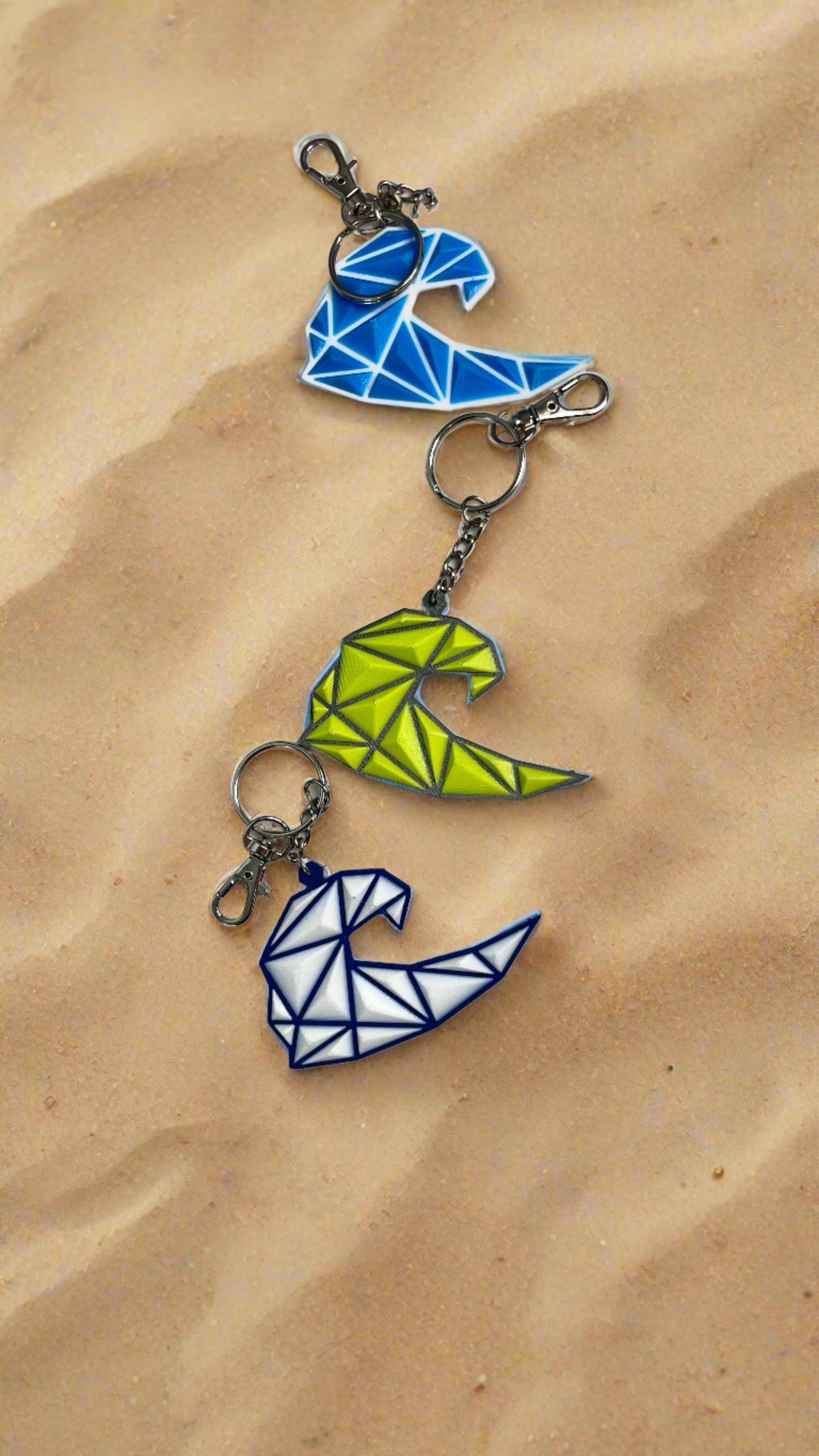 Personalized Geometric Wave Keyring – Custom Color Keychain, Unique Bag ...