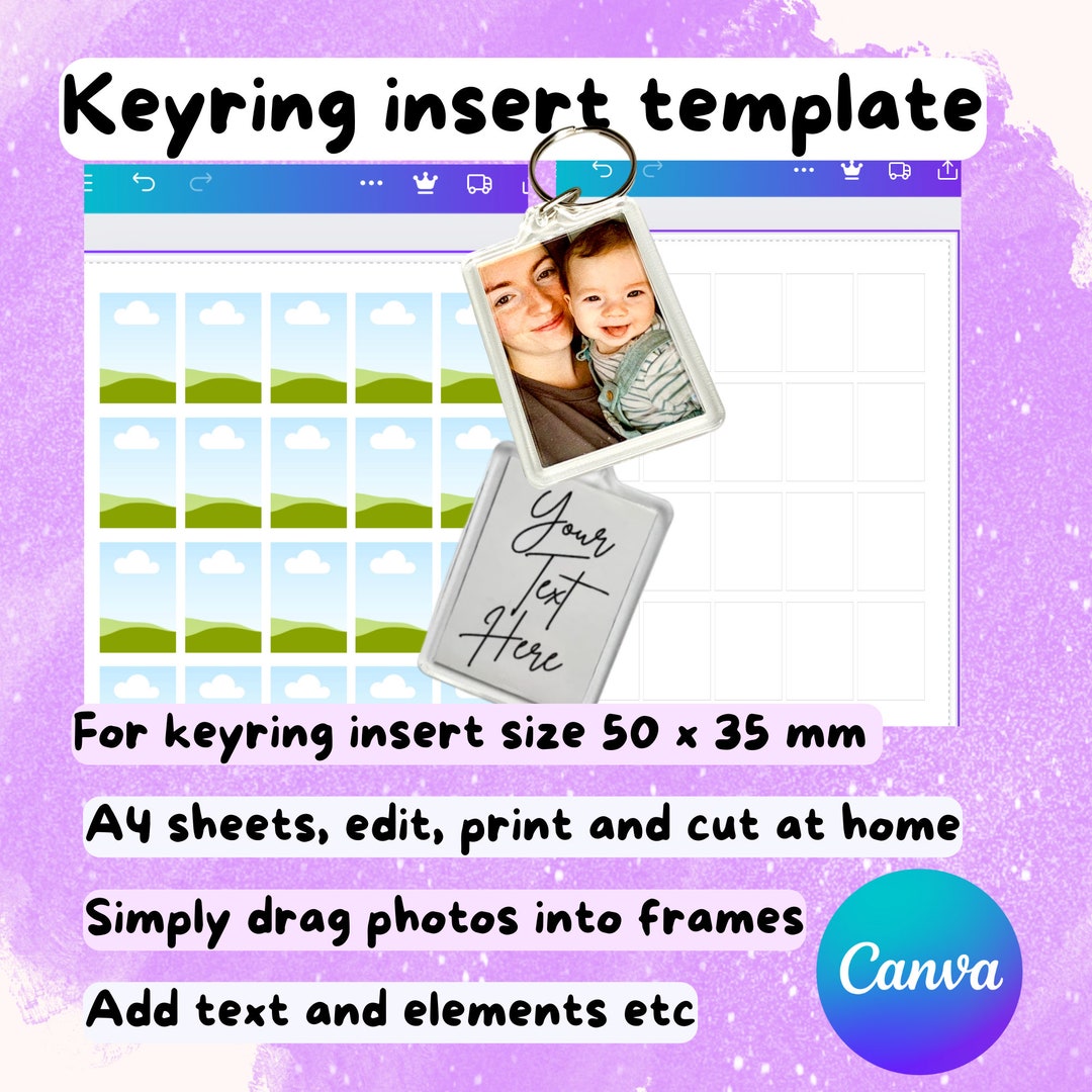 Keyring Insert Template, Keychain Template for Acrylic Keychains ...