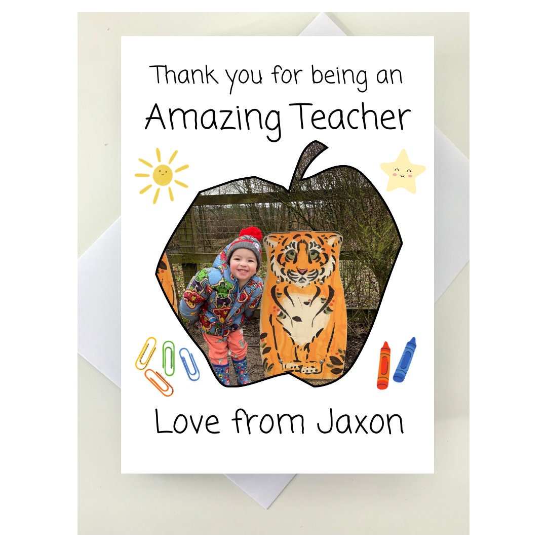 Personalised Thank You Teacher Card, End of Term Teacher Gift, End of ...