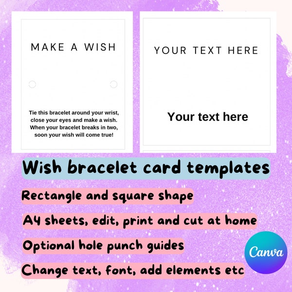 Digital Bracelet Card Template - Etsy