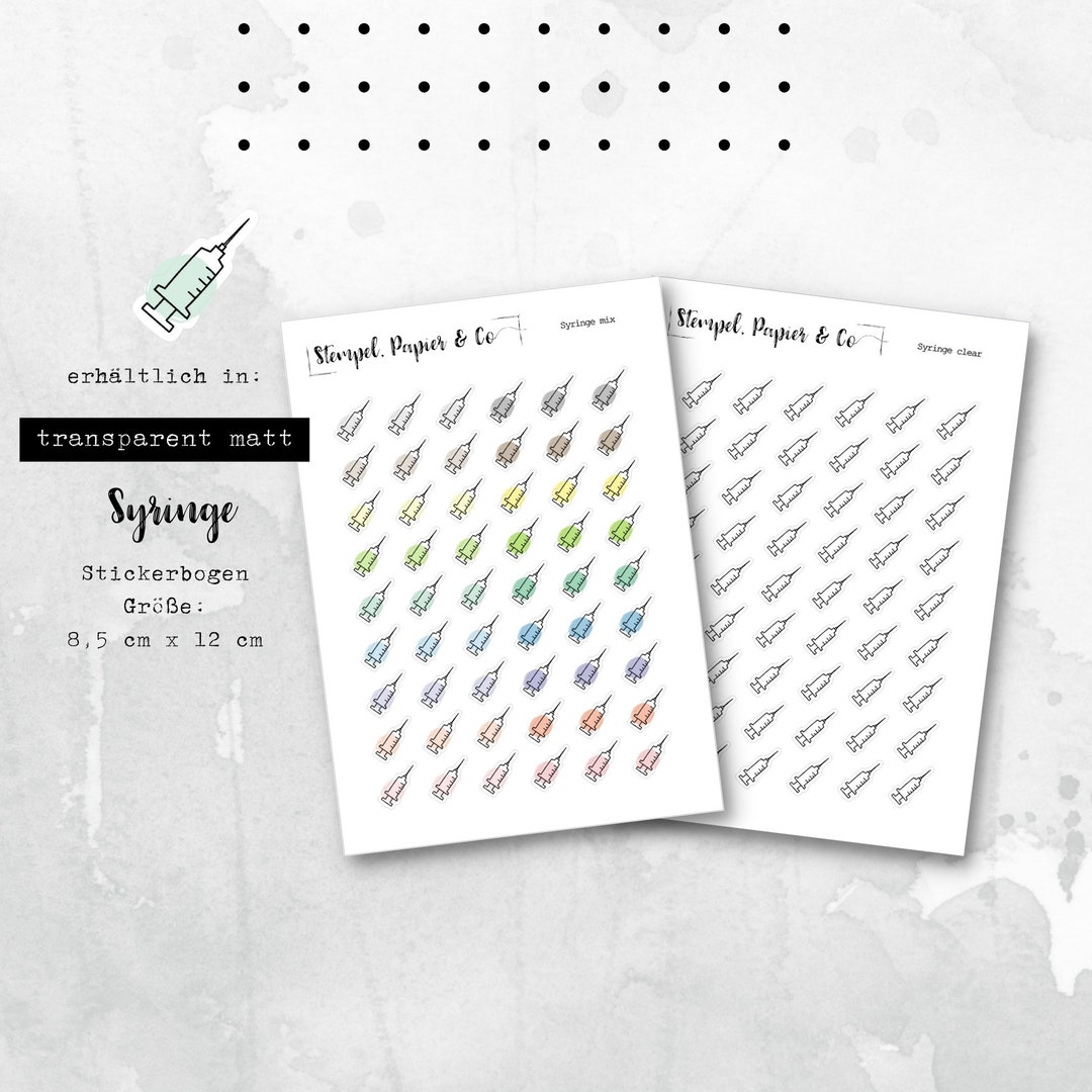 Sticker Sheet Syringe, Injection Syringe, Injection Transparent Matt ...
