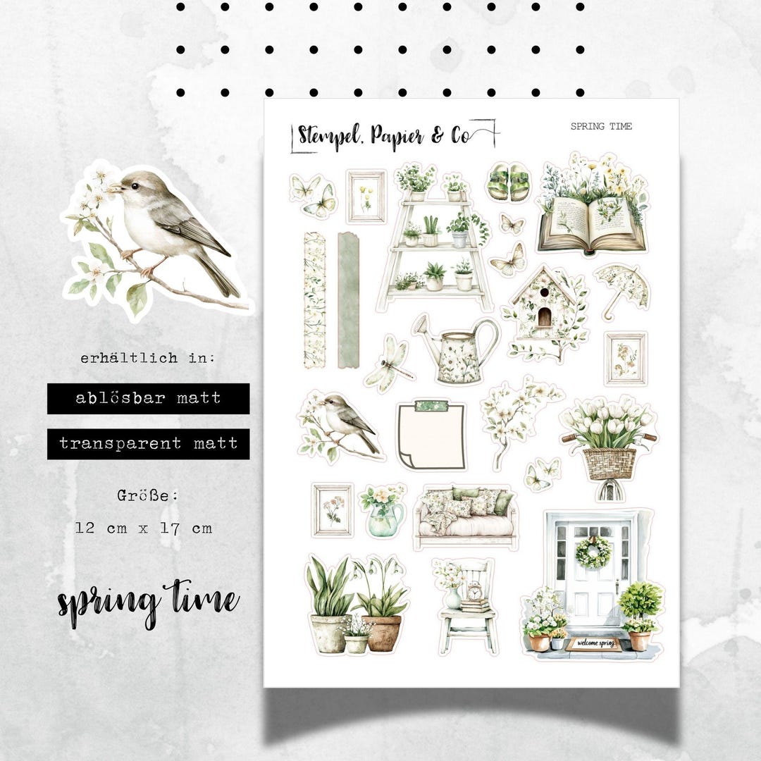 Springtime Sticker Sheet With Spring-like Motifs Such as Tulips ...