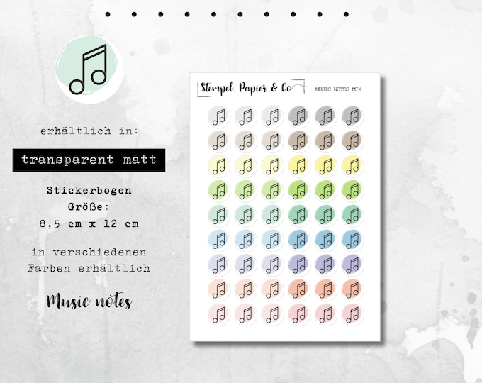 Sticker Sheet Music Notes Circular Stickers in Transparent Matt for ...