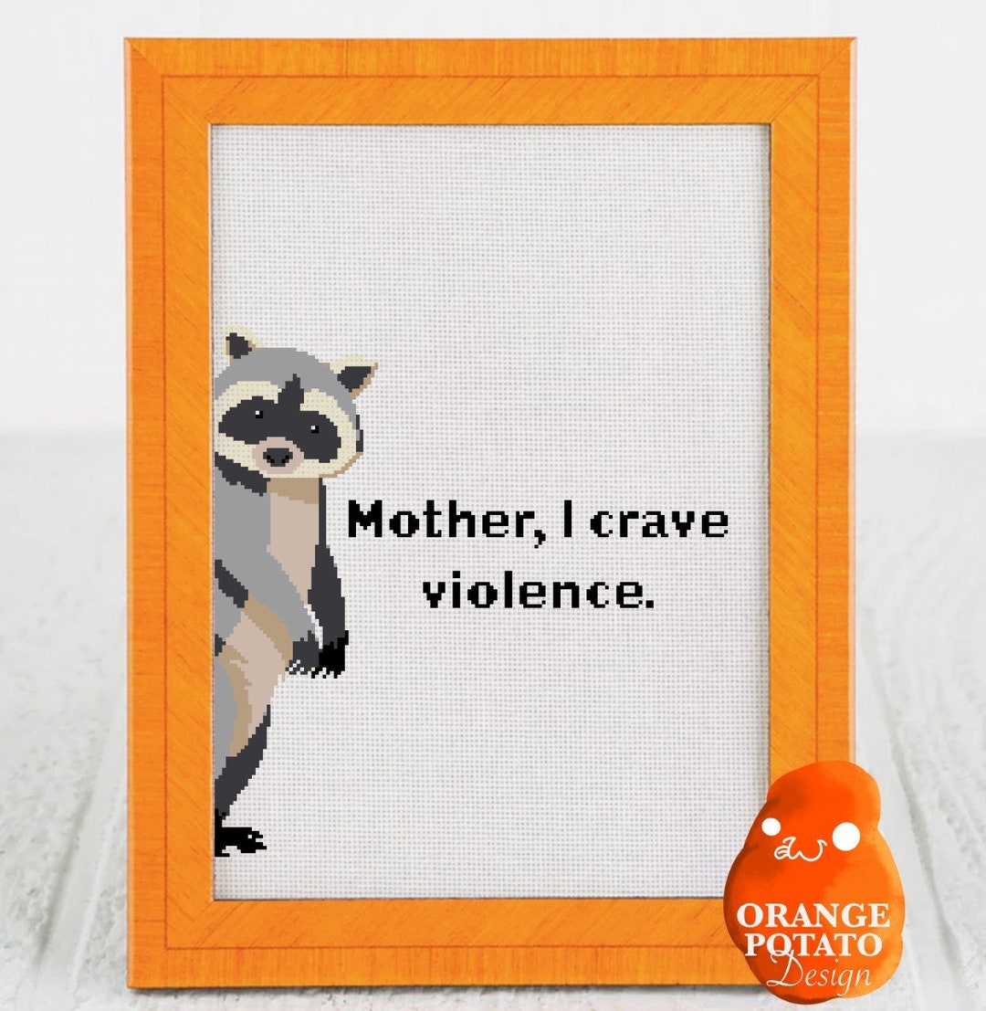 Digital Pattern: Mother I Crave Violence Cross Stitch, Cute Peeking ...