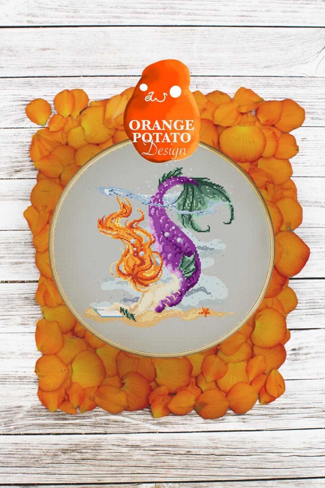 Reading Mermaid Counted Cross Stitch Pattern, Ocean Mer Creature ...