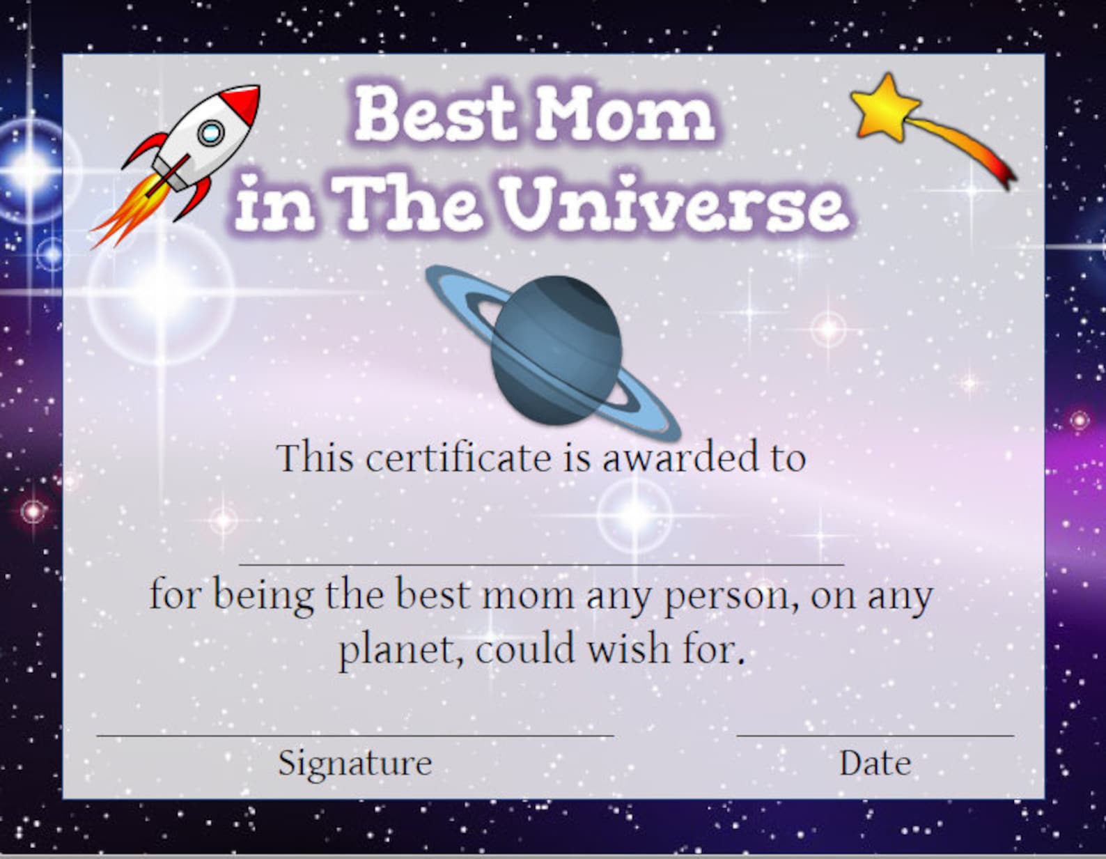 Mother's Day Best Mom Printable Award Certificate Best Mom Ever ...