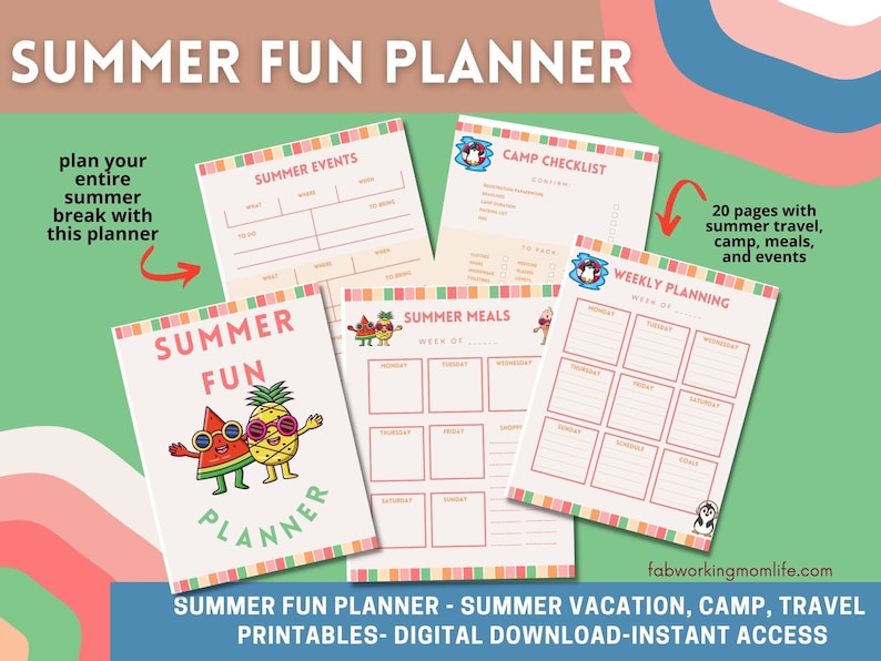 Summer Fun Planner Summer Vacation Planner Summer Bucket List Ideas ...