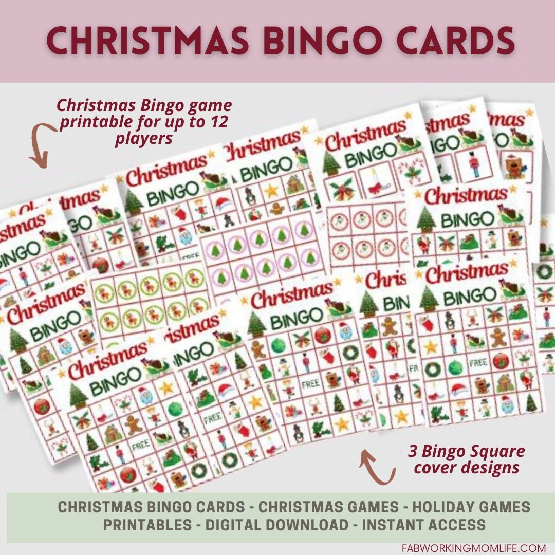 Christmas Bingo Cards - Printable Christmas Games, Christmas Printable ...
