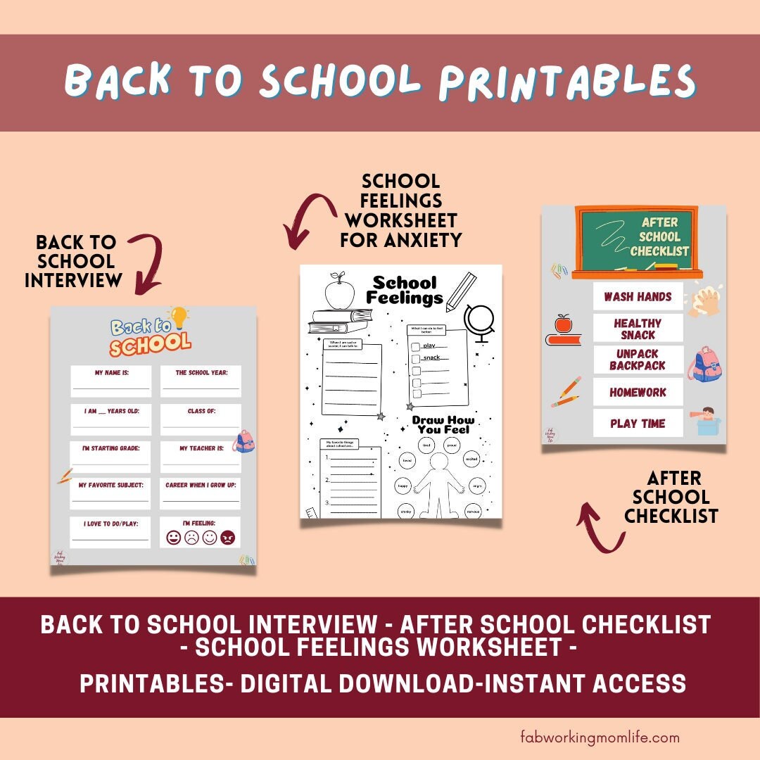 Back to School Interview School Feelings Worksheet After School ...