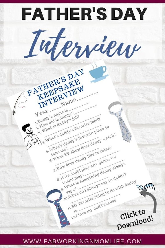 Father's Day Keepsake Interview Printable Fathers Day - Etsy