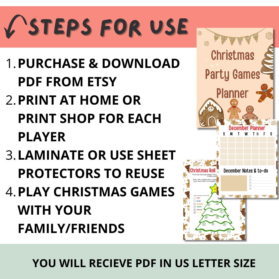 Gingerbread Party Planner Christmas Games Bundle - Class Party, Family ...