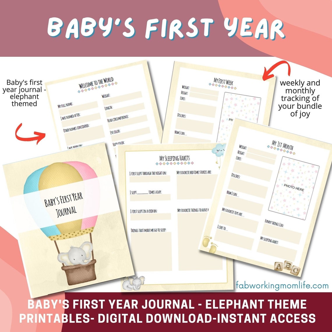 Baby Book Baby Journal First Year Baby Memory Book Baby Milestone Book ...