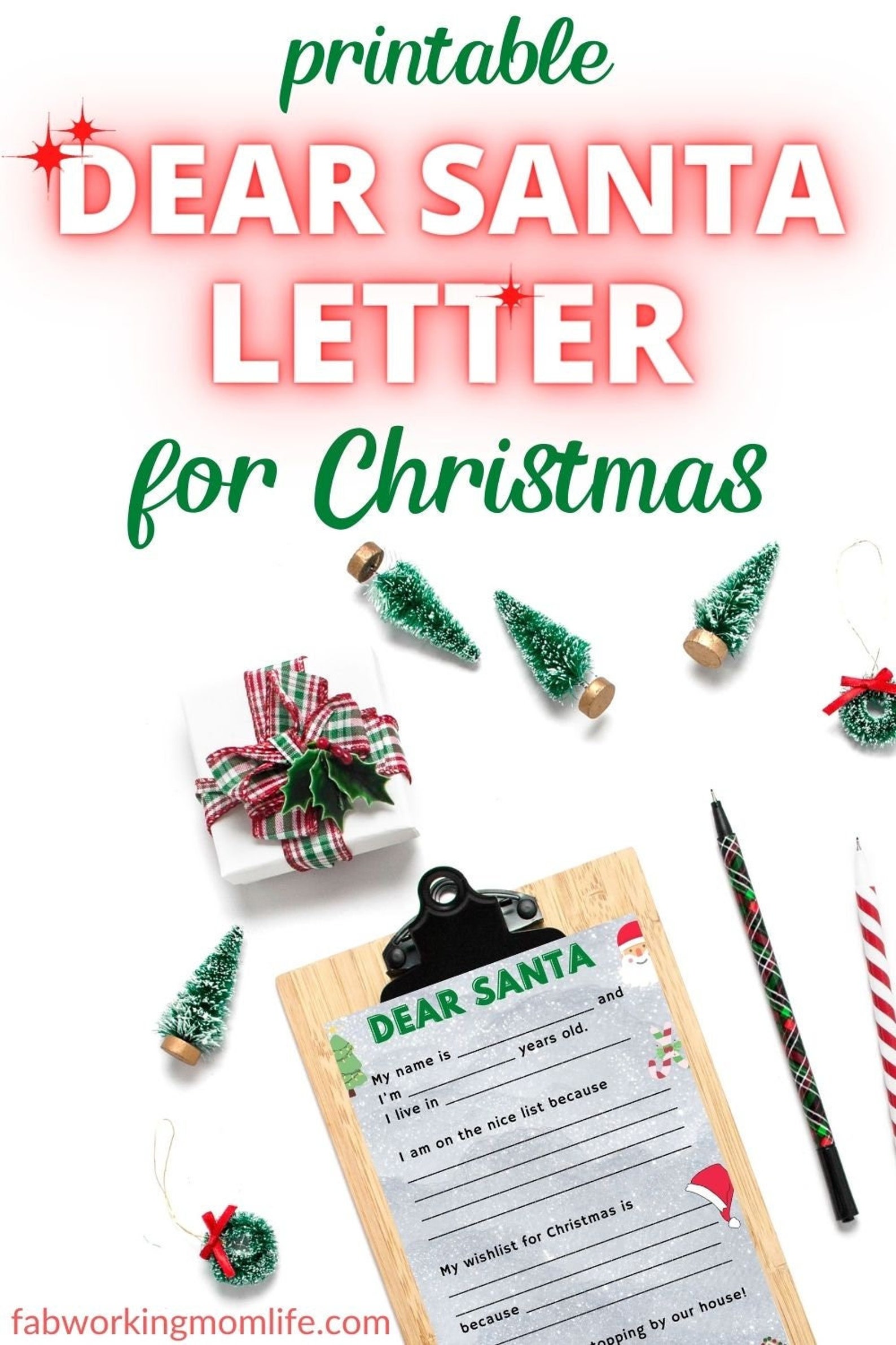 Dear Santa Printable Letter to Santa Claus Christmas Scavenger Hunt ...
