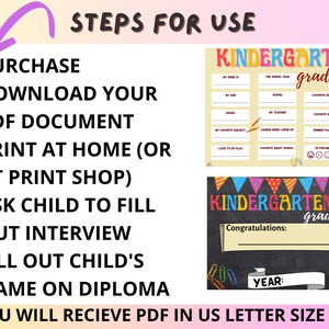 Chalkboard Kindergarten Graduation Diploma Printable Questionnaire ...