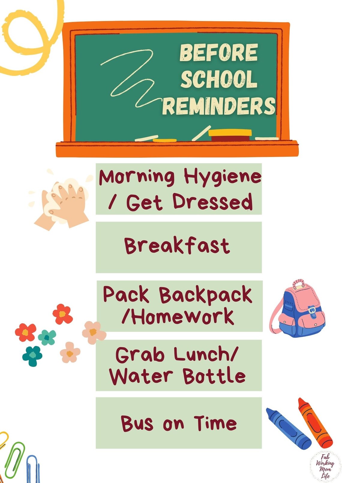 Back to School Planner for Kids Printable Homework Checklist Before ...