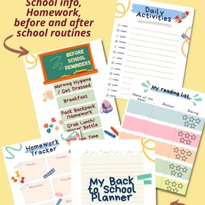 Back to School Planner for Kids Printable Homework Checklist Before ...