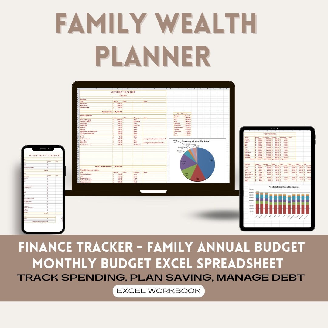 Ultimate Wealth Planner Family Annual Budget Excel Spreadsheet Budget ...