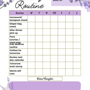 Evening Routine Checklist for Working Moms Night Time Routine Checklist ...