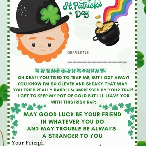 St Patricks Day Lucky Leprechaun Letter Shamrock Irish Leprechaun Trap ...