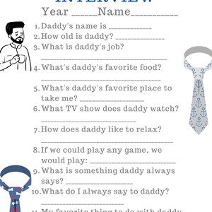 Father's Day Keepsake Interview Printable Fathers Day Printable ...