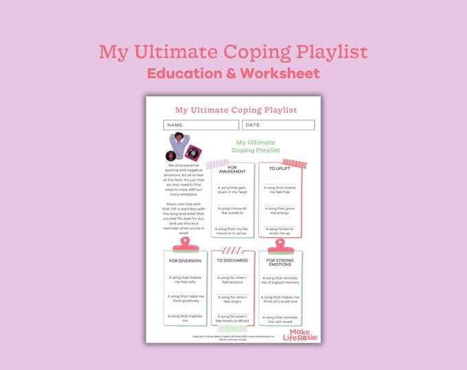 Ultimate Coping Playlist Worksheet - Etsy Canada