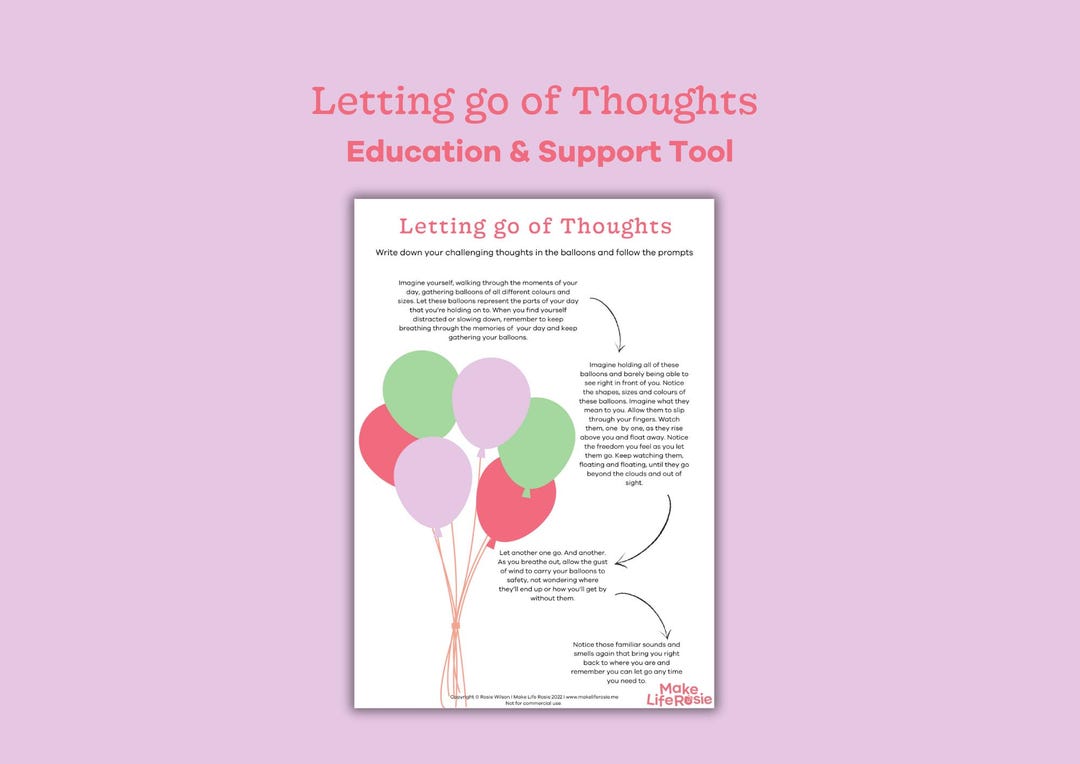 Letting Go of Thoughts Worksheet for Teens. Mindfulness Worksheet ...