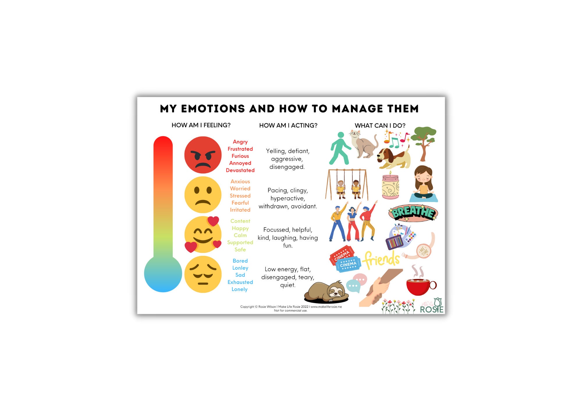 My Emotions and How to Manage Them Handout. Mental Health Printable ...