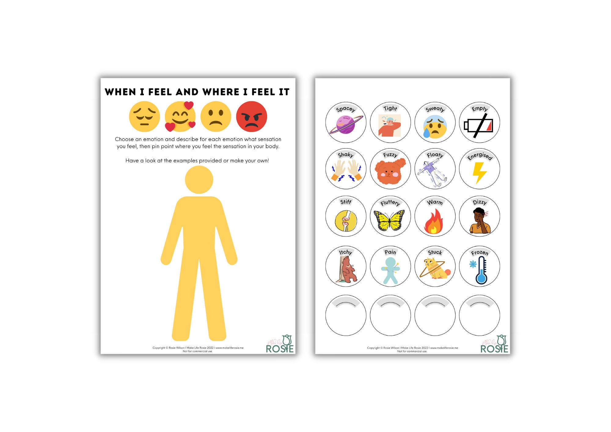 When I Feel and Where I Feel It Worksheet for Teens and Kids. Feeling ...
