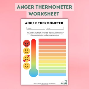 Anger Thermometer Worksheet for Kids. Mental Health Printable, Therapy ...