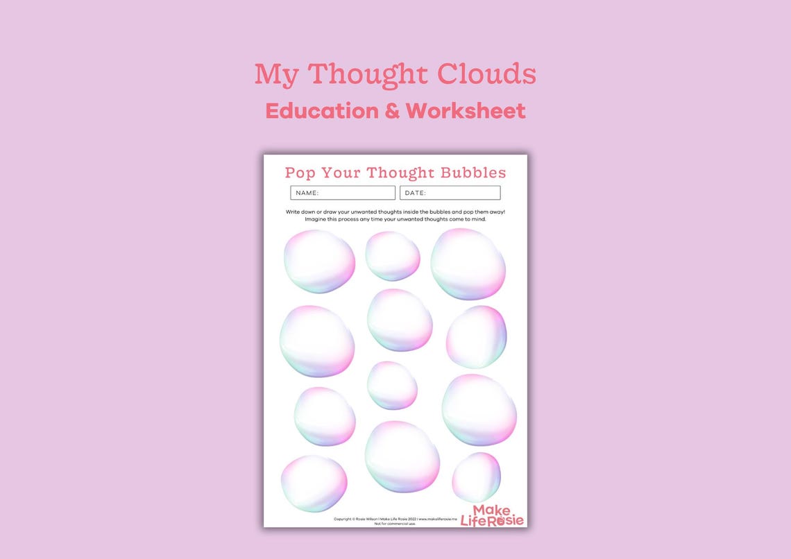 Pop Your Thought Bubbles Worksheet for Kids. Mental Health Printable ...