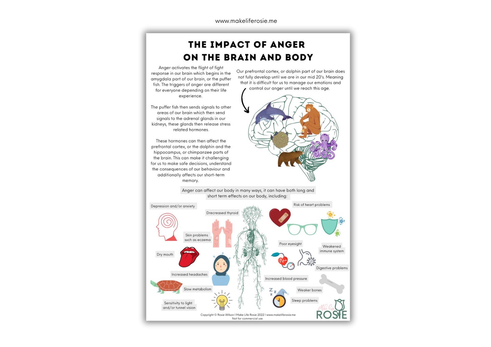 The Impact of Anger on the Brain and Body Handout. Mental Health ...