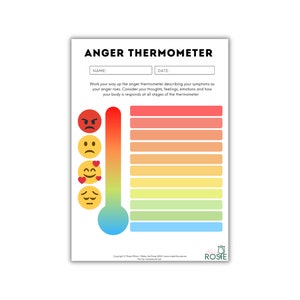 Anger Thermometer Worksheet for Kids. Mental Health Printable, Therapy ...