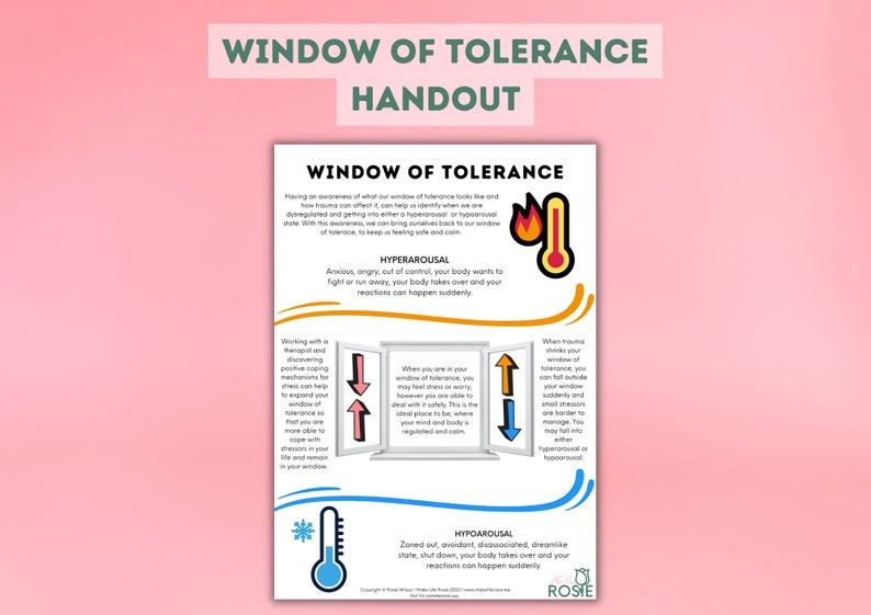 Window of Tolerance Handout for Teens. Mental Health Printable, Therapy ...