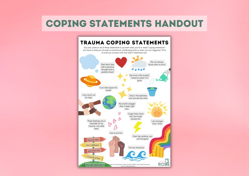 Trauma Coping Statements for Teens Handout. Mental Health Printable ...