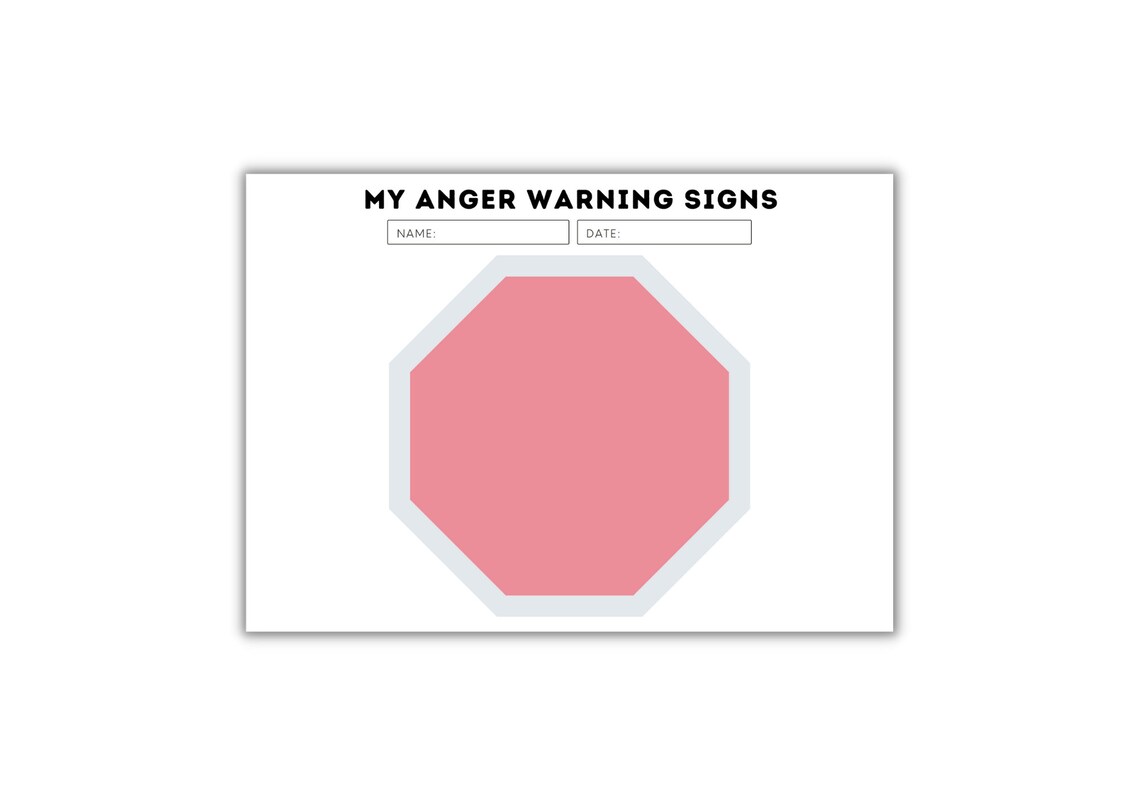 My Anger Warning Signs Worksheet for Teens and Kids. Mental Health ...