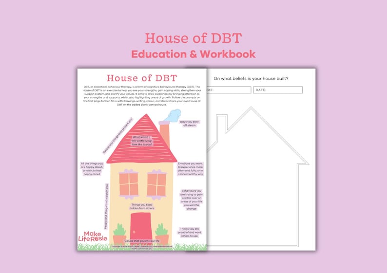House of DBT Model With Worksheet. DBT and CBT for Teens and Kids ...