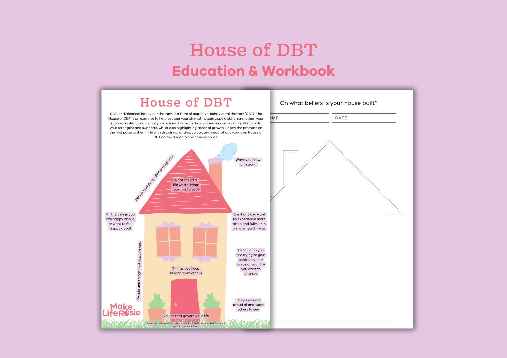 House of DBT Model With Worksheet. DBT and CBT for Teens and Kids ...