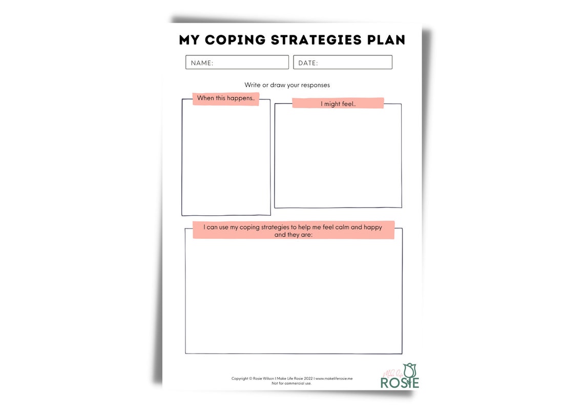 Coping Strategies Plan Worksheet for Teens and Kids. Mental Health ...