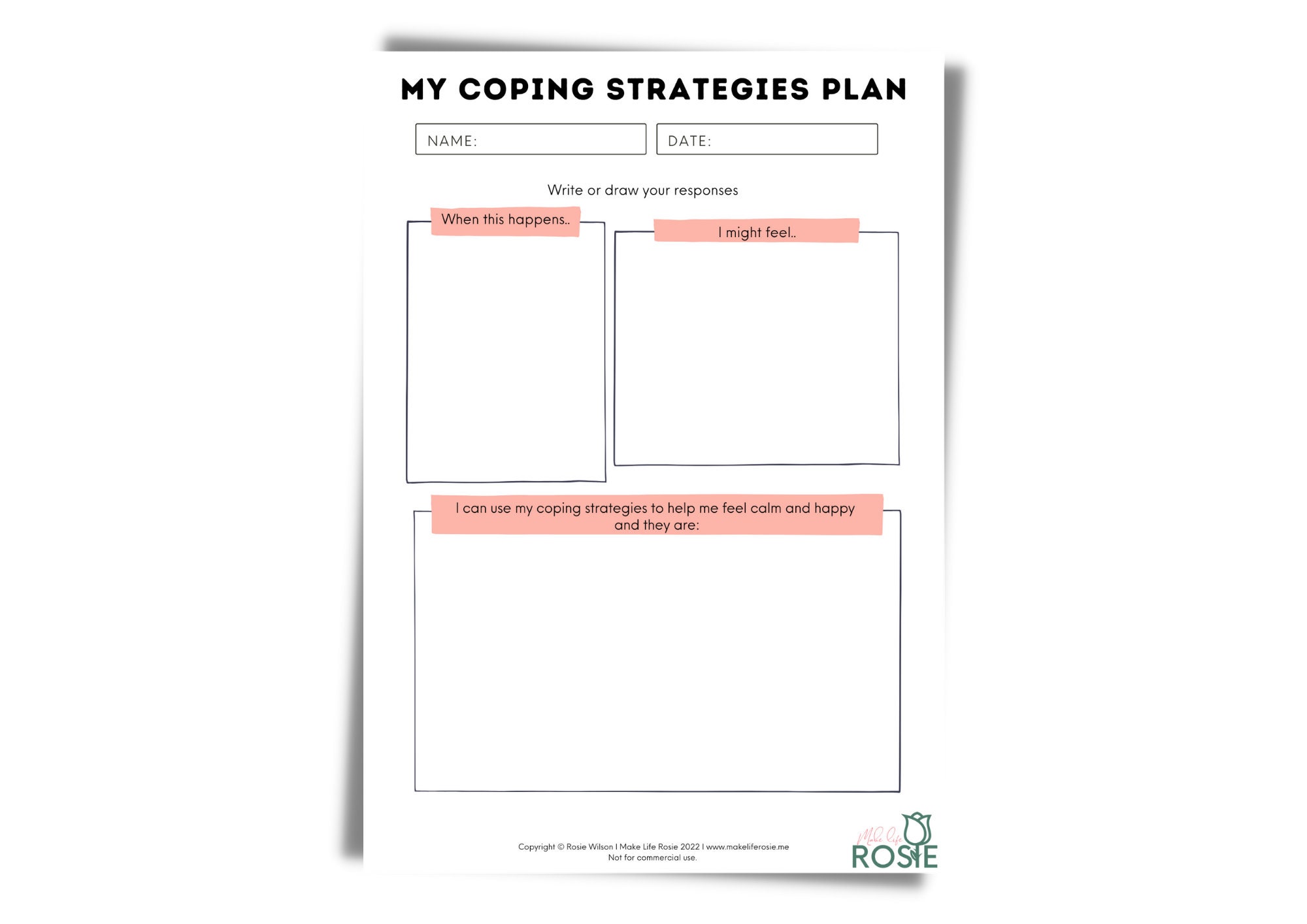 Coping Strategies Plan Worksheet for Teens and Kids. Mental Health ...