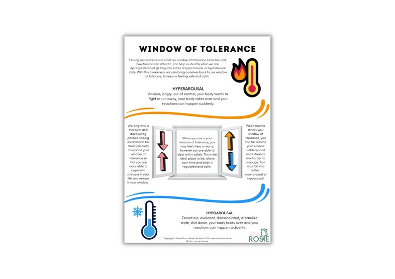 Window of Tolerance Handout for Teens. Mental Health Printable, Therapy ...